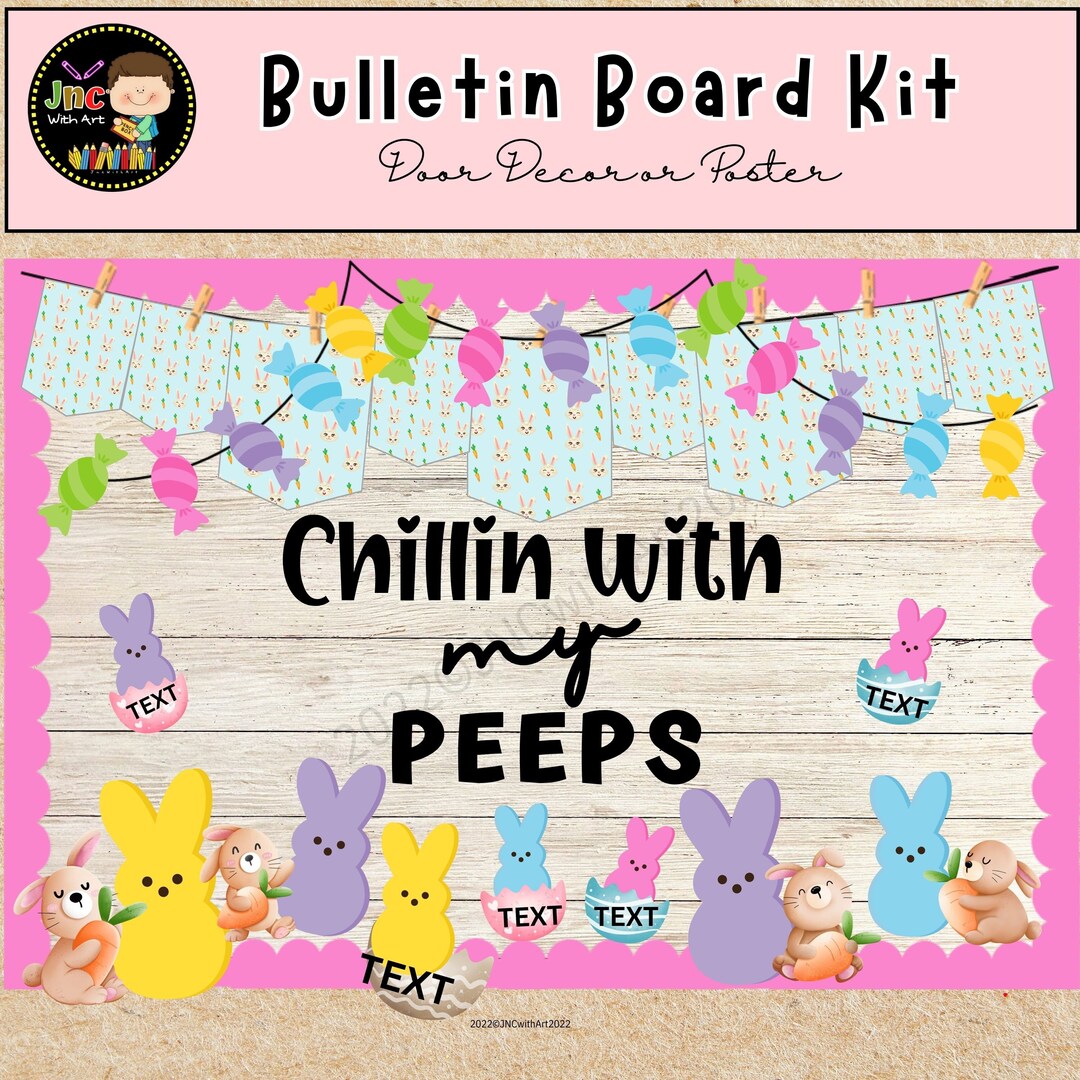 Easter Bunny Bulletin Board Kit,spring Door Decor,april Classroom Decor ...