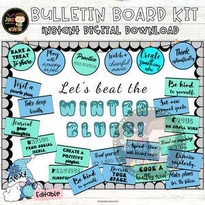 Winter Bulletin Board With Self Care | Mental Health | SEL | Editable ...