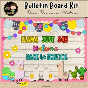 Llama Bulletin Board Kit, Summer Back to School, Door Decoration ...