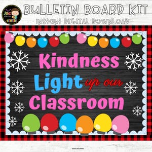 Merry Christmas Bulletin Board Kit Light up the World With Kindness ...