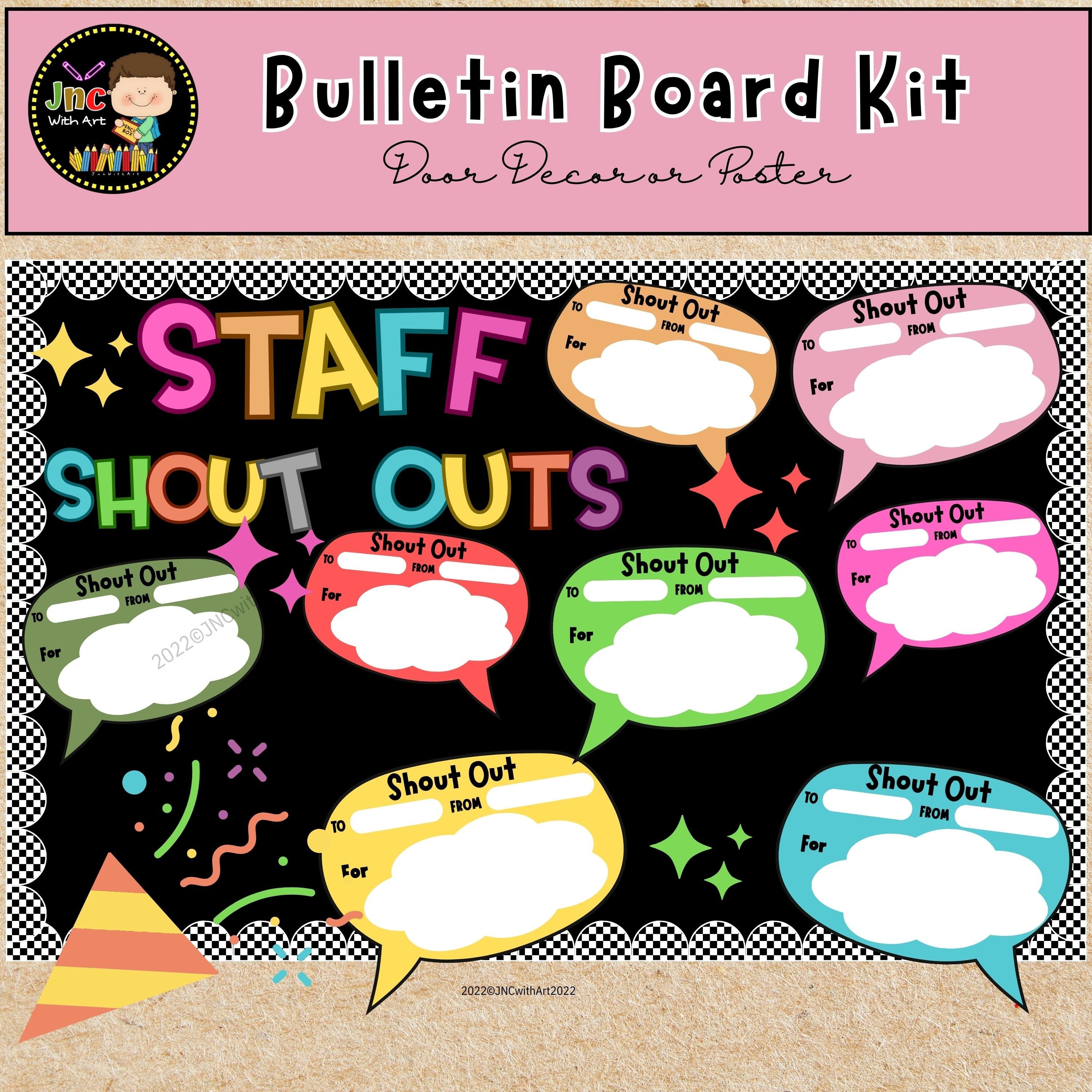 Shout Outs Bulletin Board Kit, Shout Out Cards, Staff Appreciation ...