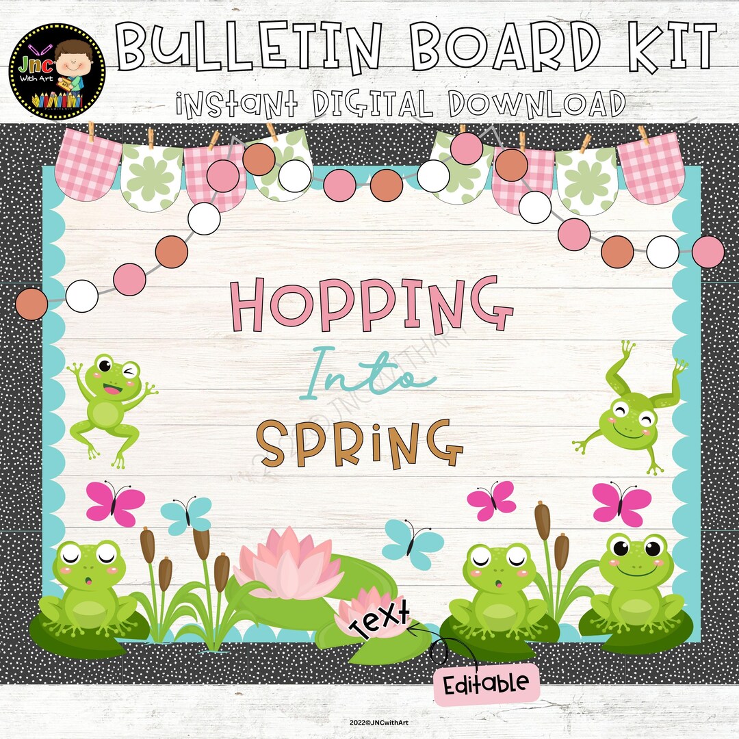 Hopping Into Spring Frog Bulletin Board Kit Classroom Door Decor ...