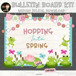 Hopping Into Spring Frog Bulletin Board Kit Classroom Door Decor ...