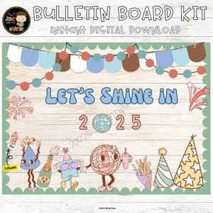 Groovy New Year Bulletin Board Kit January Classroom Door Decoration ...