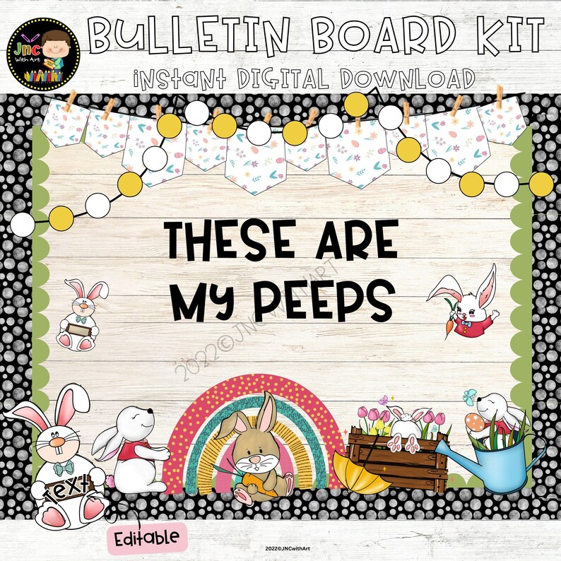 Peeps Easter Bulletin Board Kit: Editable Classroom Decor (digital ...