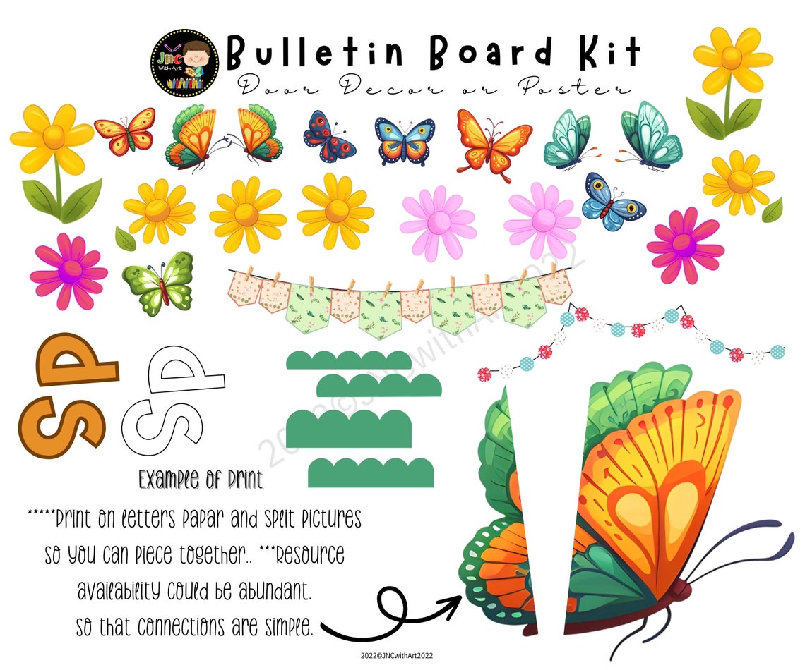 Spring Bulletin Board Kit, Butterfly Classroom Door Decor, April ...