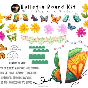 Spring Bulletin Board Kit, Butterfly Classroom Door Decor, April ...