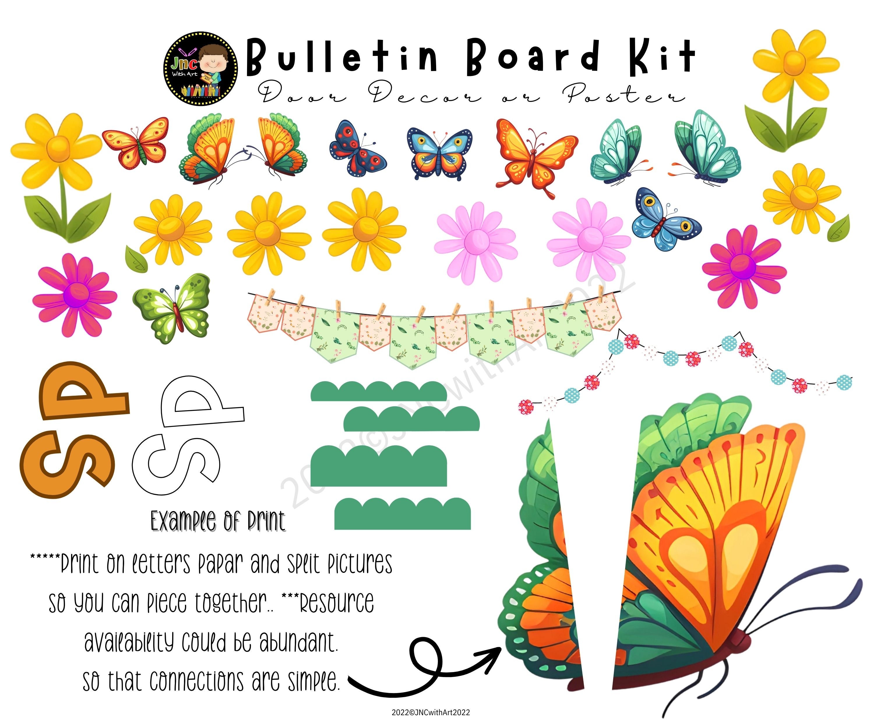 Spring Bulletin Board Kit, Butterfly Classroom Door Decor, April ...