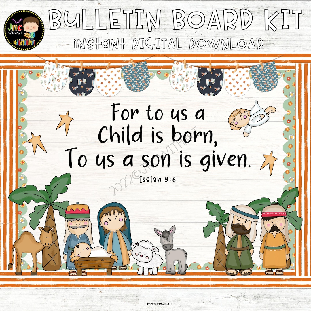 Nativity Bulletin Board Christmas Church Kit Bible Verse Christian Door ...