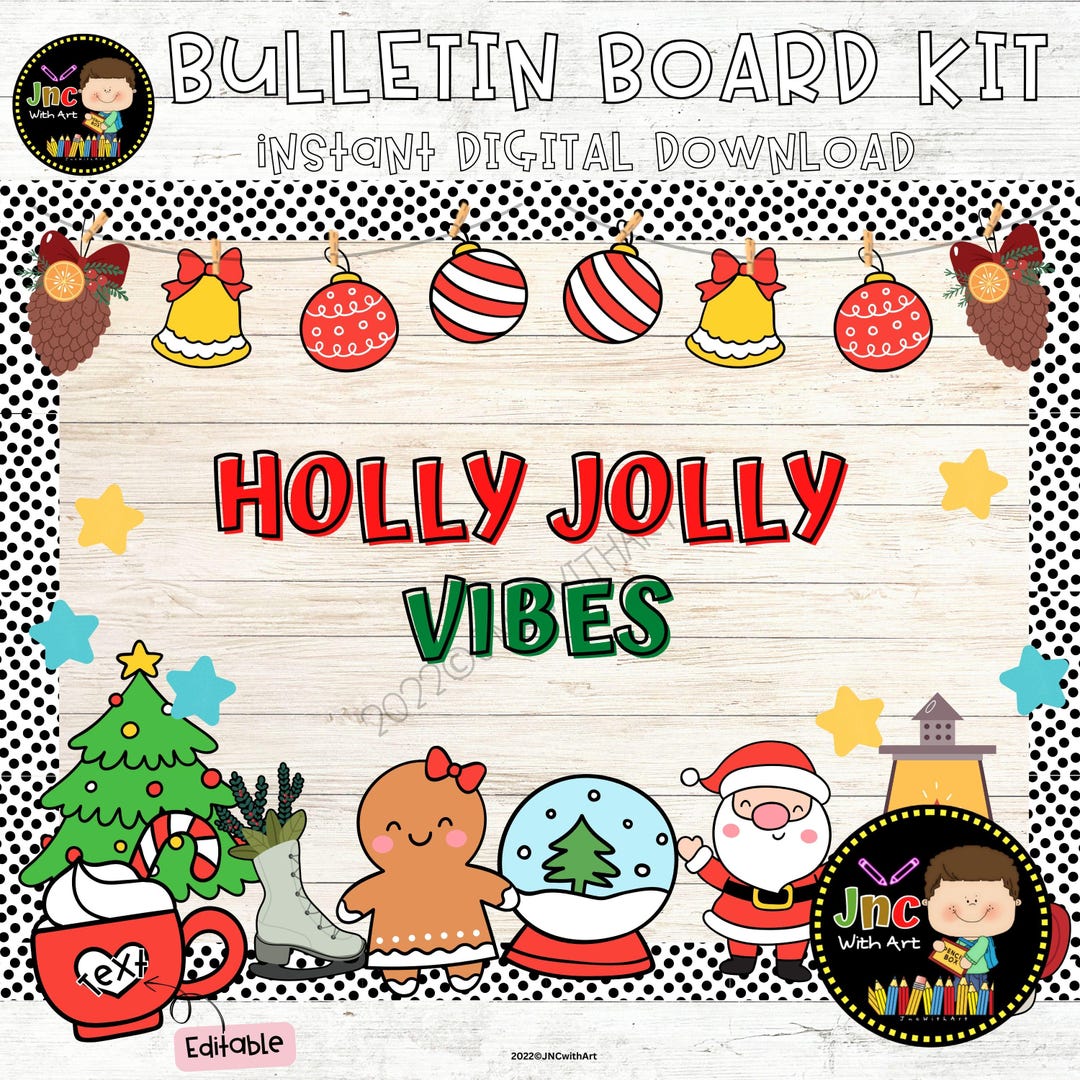 Merry Christmas Bulletin Board Kit Holly Jolly Vibe Classroom Decor ...