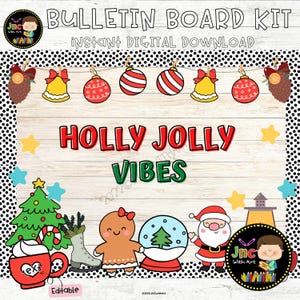 Merry Christmas Bulletin Board Kit Holly Jolly Vibe Classroom Decor ...