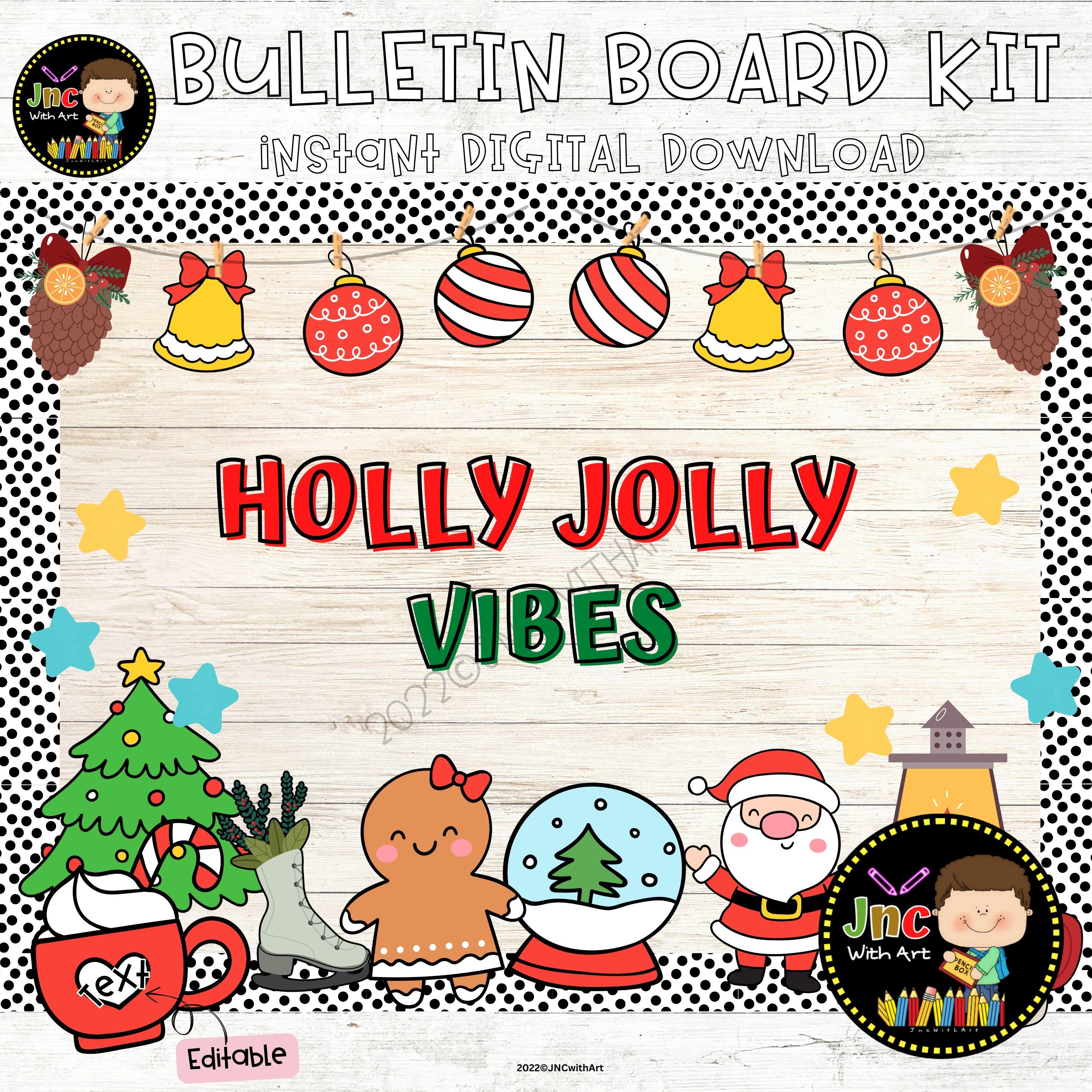 Merry Christmas Bulletin Board Kit Holly Jolly Vibe Classroom Decor ...