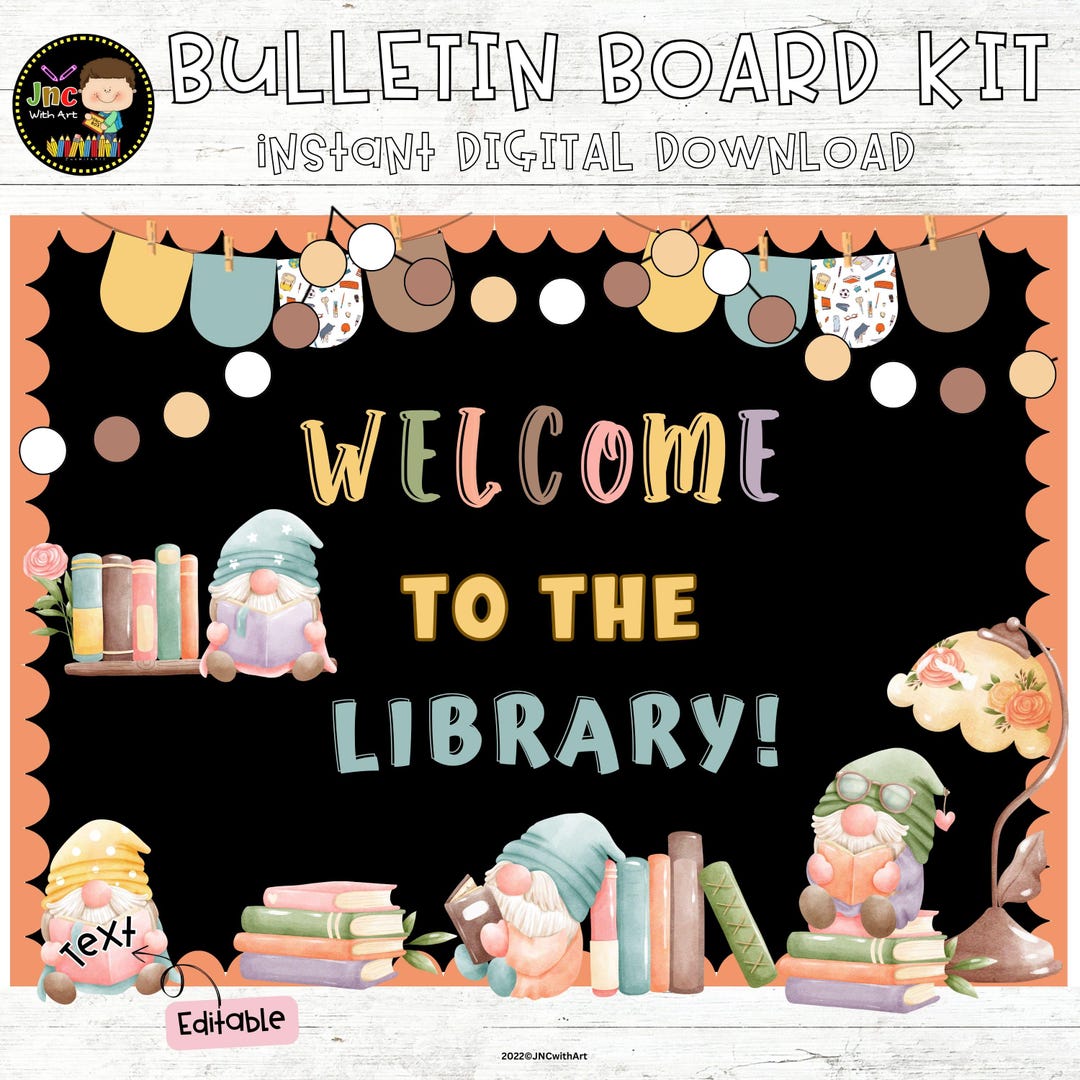 Library Gnomes Bulletin Board Kit | Spring Reading Book | Door Decor ...