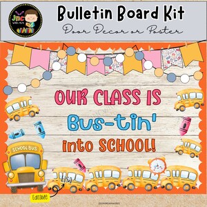 Welcome Back to School Bulletin Board Bustin Into School,door Decor ...