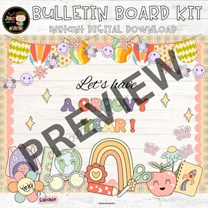 Let's Have a Groovy Year Bulletin Board Kit – Editable Retro Back to ...
