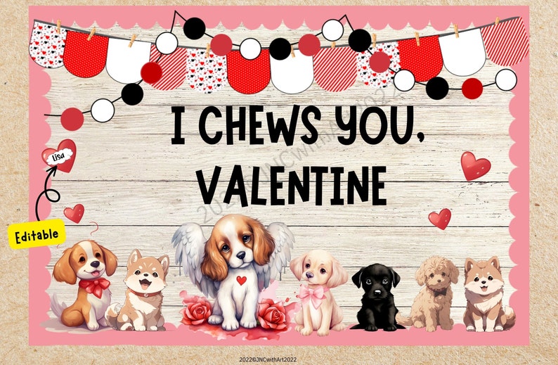 Valentines Bulletin Board Kit, February Door Decor, Cute Puppy Love ...