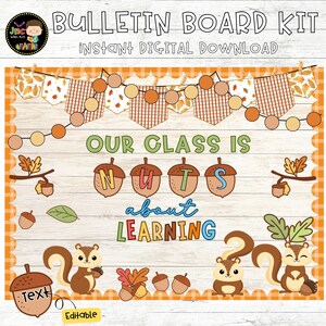 Fall Bulletin Board Kit We're Nuts About Fall Squirrel Door Decoration ...