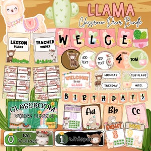 LLAMA Themed Classroom Decor Bundle, Printable, Back to School ...