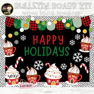 Merry Bright Christmas Bulletin Board Kit December Door Decoration ...