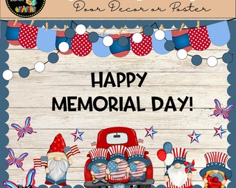 Memorial Day Gnomes Patriotic May Bulletin Board Kit Classroom Decor ...