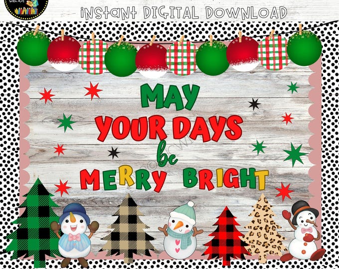 Merry and Bright Christmas Classroom Bulletin Board Bulletin Board Kit ...