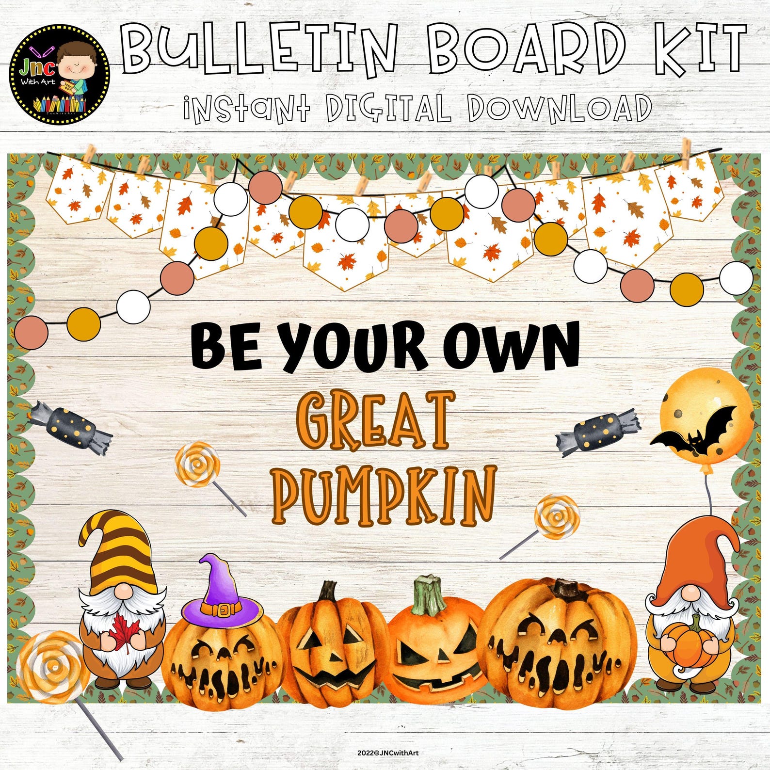 Halloween Gnomes Bulletin Board Kit Pumpkins Oct Door Decoration ...