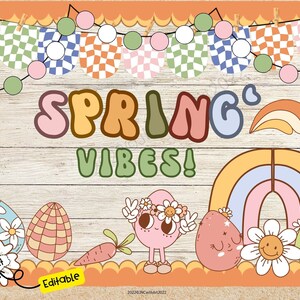 Groovy Spring Bulletin Board Kit,spring Theme,april Door Decor,editable ...