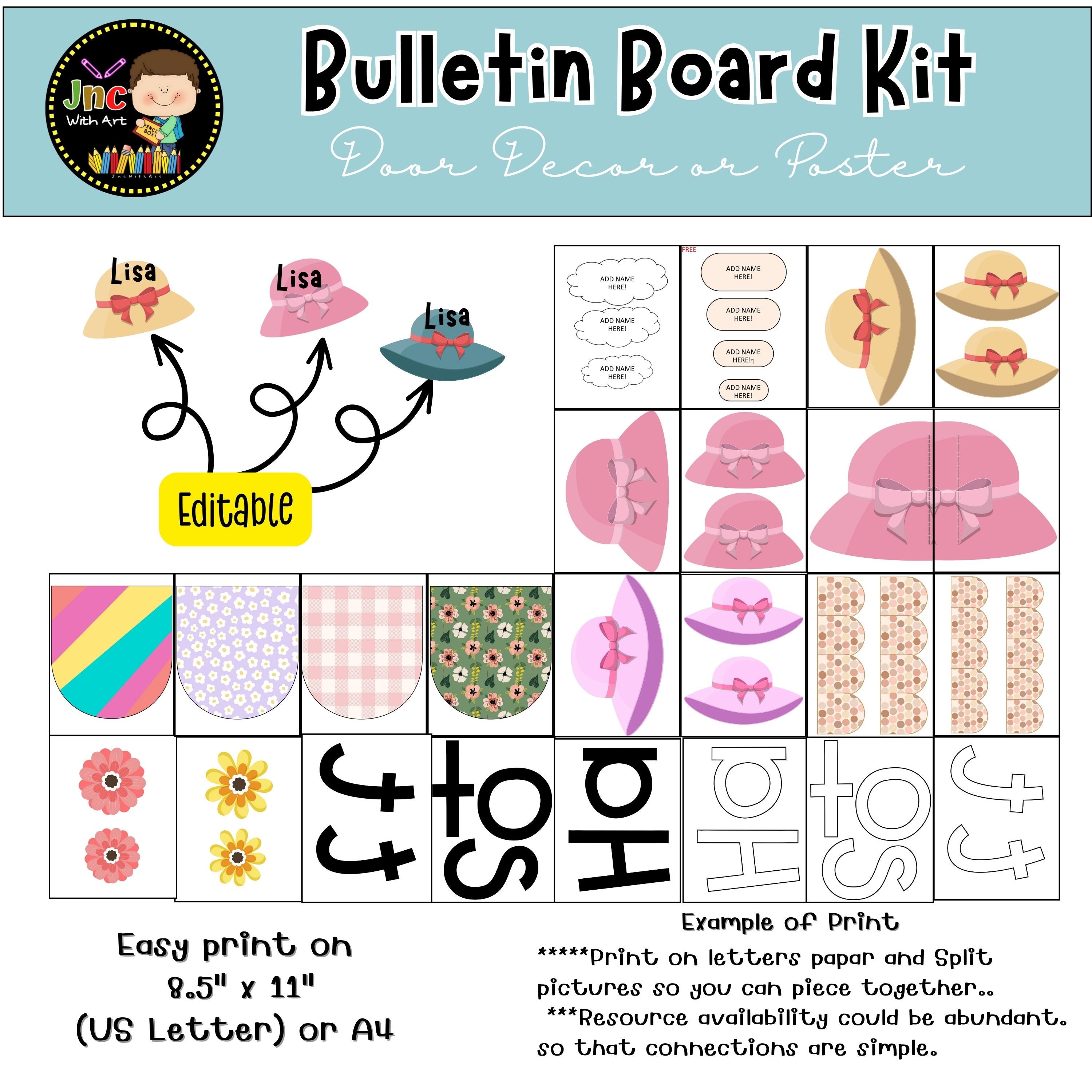 Mother's Day Bulletin Board Kit May Hats Classroom Door Decor Editable ...