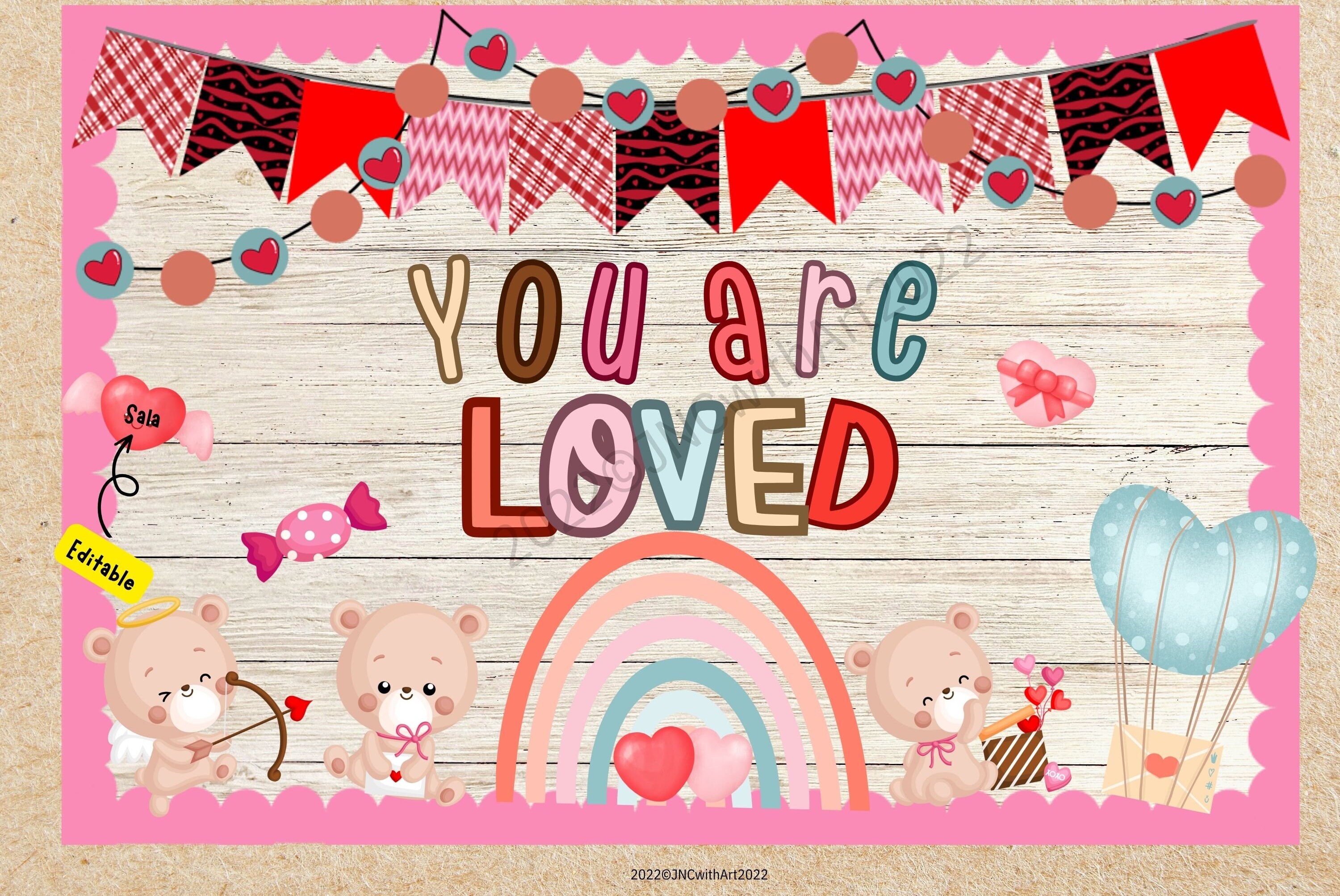 Valentine Love Bulletin Board Kit, Classroom Door Decoration, February ...