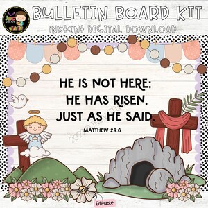 Easter Bulletin Board Kit | He is Risen | Christian Classroom Decor ...