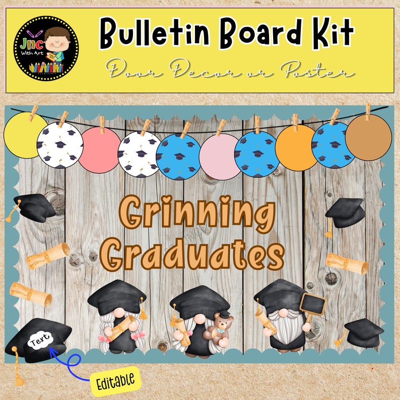 Graduating Gnomes Bulletin Board Kit End of Year Graduation May and ...