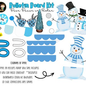Winter Snowman Bulletin Board Idea Door Decor Printable Decomber ...