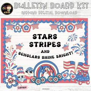 Stars and Stripes Bulletin Board Kit | Patriotic Classroom Decor | 4th ...