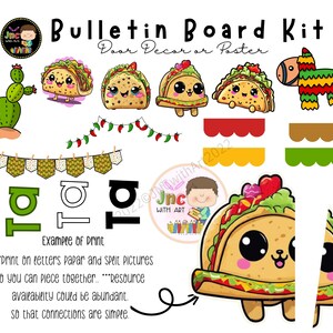 Taco Bulletin Board Kit | Door Decor | Taco Class Name Tags | Editable ...