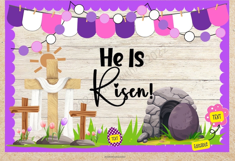 Resurrection Easter Bulletin Board Kit, He is Risen, Classroom Door ...