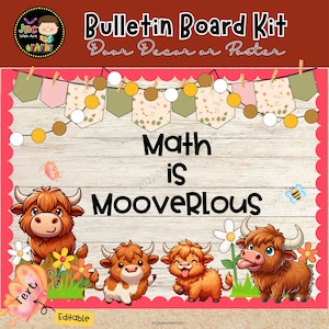 Highland Cow Spring Bulletin Board Kit Back to School Classroom Door ...