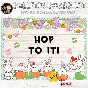 April Easter Bunny Bulletin Board Kit|hoppy Easter Display|spring ...