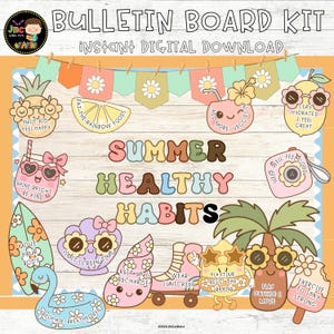 Summer Healthy Habits Bulletin Board Kit, School Nurse Bulletin Board ...