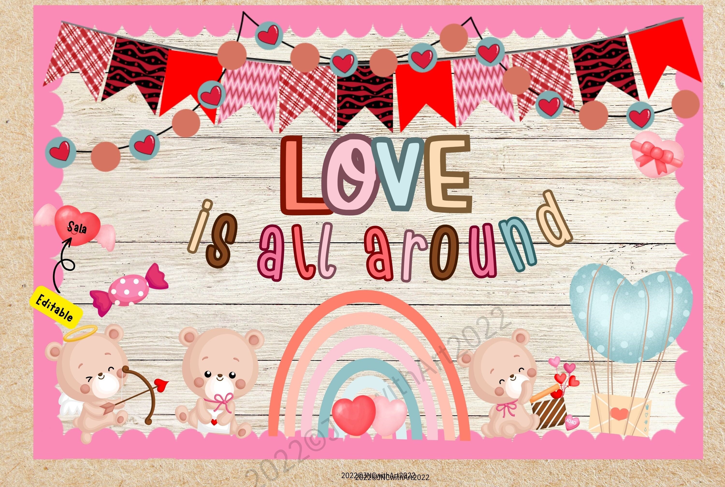 Valentine Love Bulletin Board Kit, Classroom Door Decoration, February ...