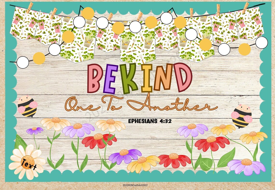 Spring Flowers Bulletin Board Kit, Seeds of Kindness, Door Decor ...