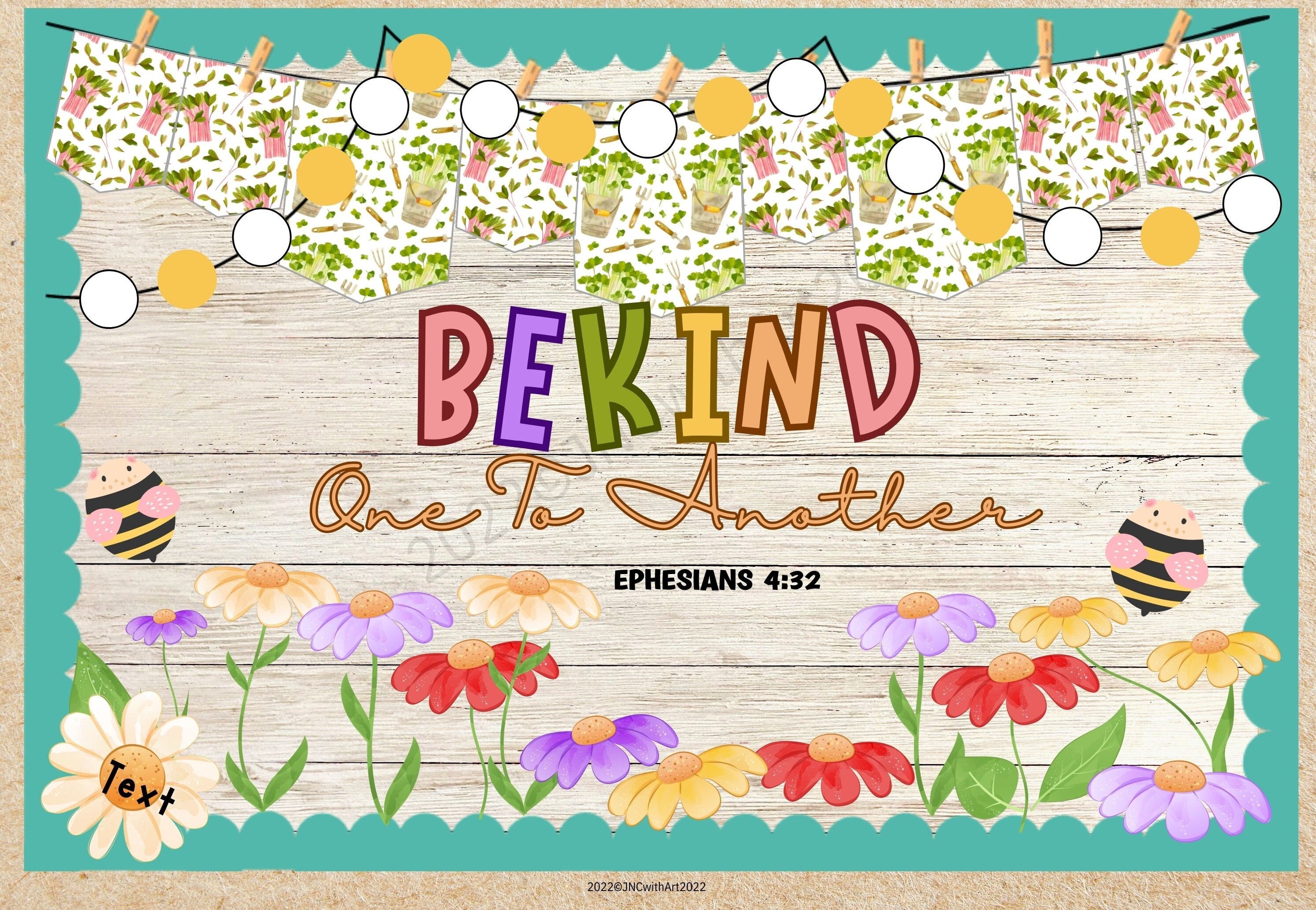 Spring Flowers Bulletin Board Kit, Seeds of Kindness, Door Decor ...