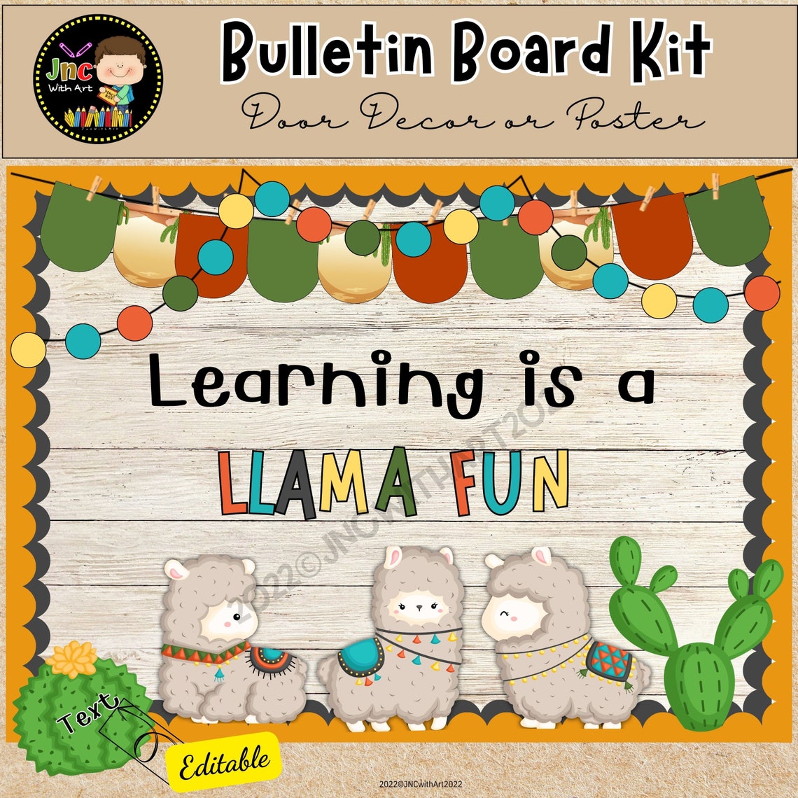 Back to School Llama Bulletin Board Kit Door Decor Editable - Etsy