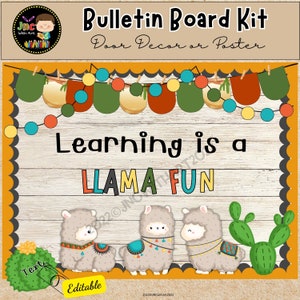 Back to School Llama Bulletin Board Kit | Door Decor | Editable - Etsy