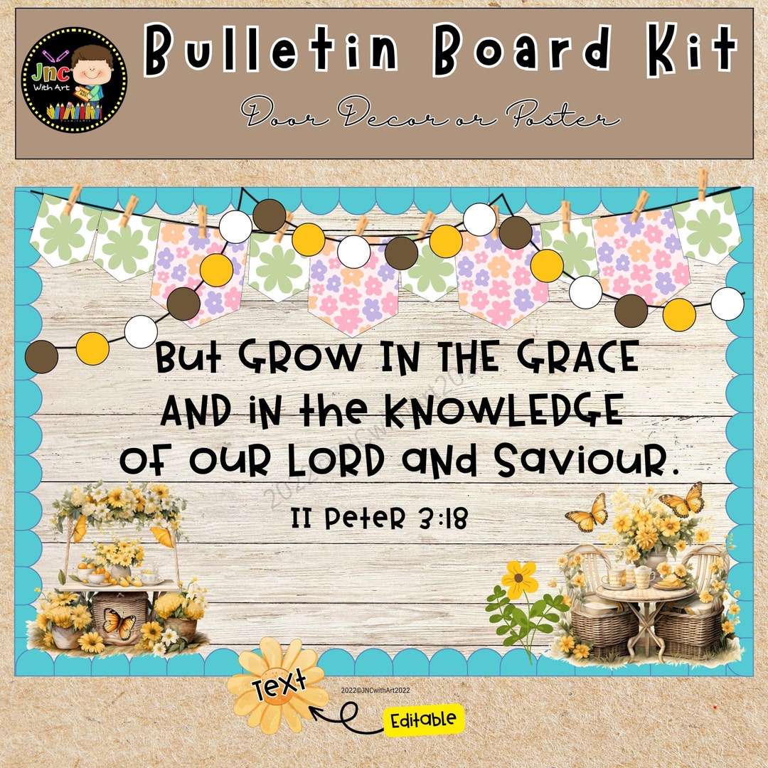 Spring Bulletin Board Kit|christian Bible Verse Bulletin Board|editable ...