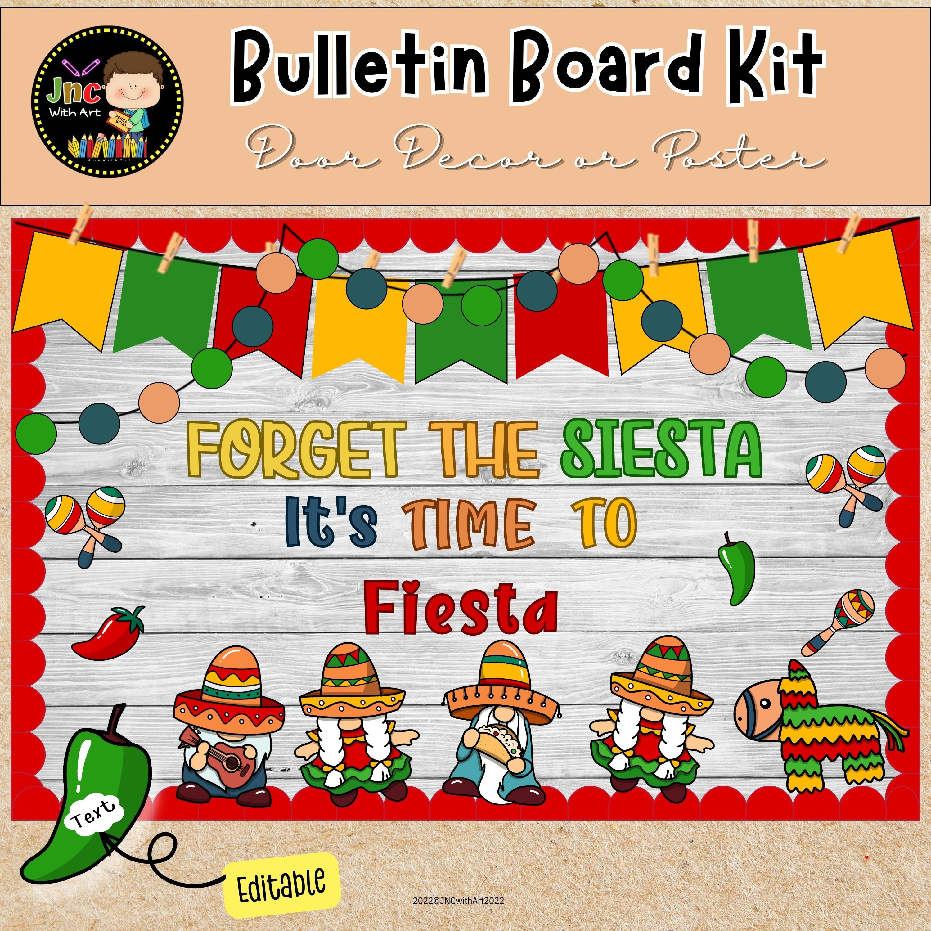 Fiesta Cinco De Mayo Bulletin Board Kit Spring Mexican Party Door Decor ...