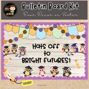 Graduating Bulletin Board Kit End of Year Graduation May June Editable ...