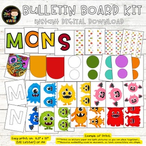 Monster Themed Halloween Bulletin Board Kit Fall Classroom Door Decor ...