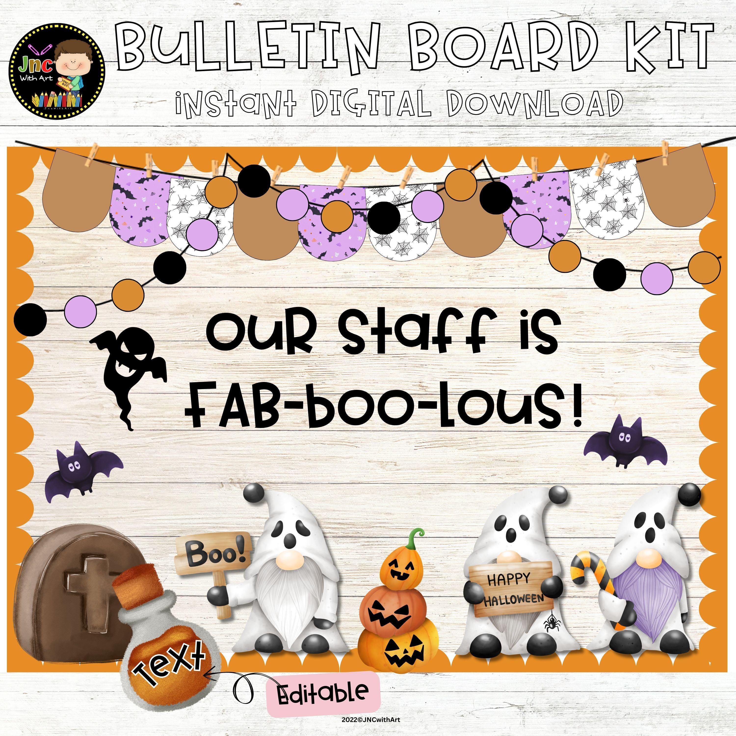 Halloween Spooky Staff Shoutouts Bulletin Board Kit October Door Decor ...