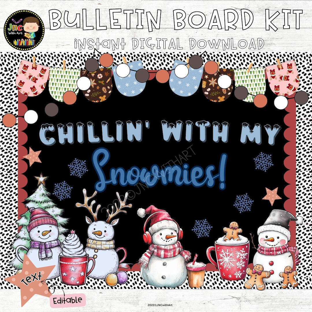 Winter Bulletin Board Kit January Snowman Display Classroom Decor ...