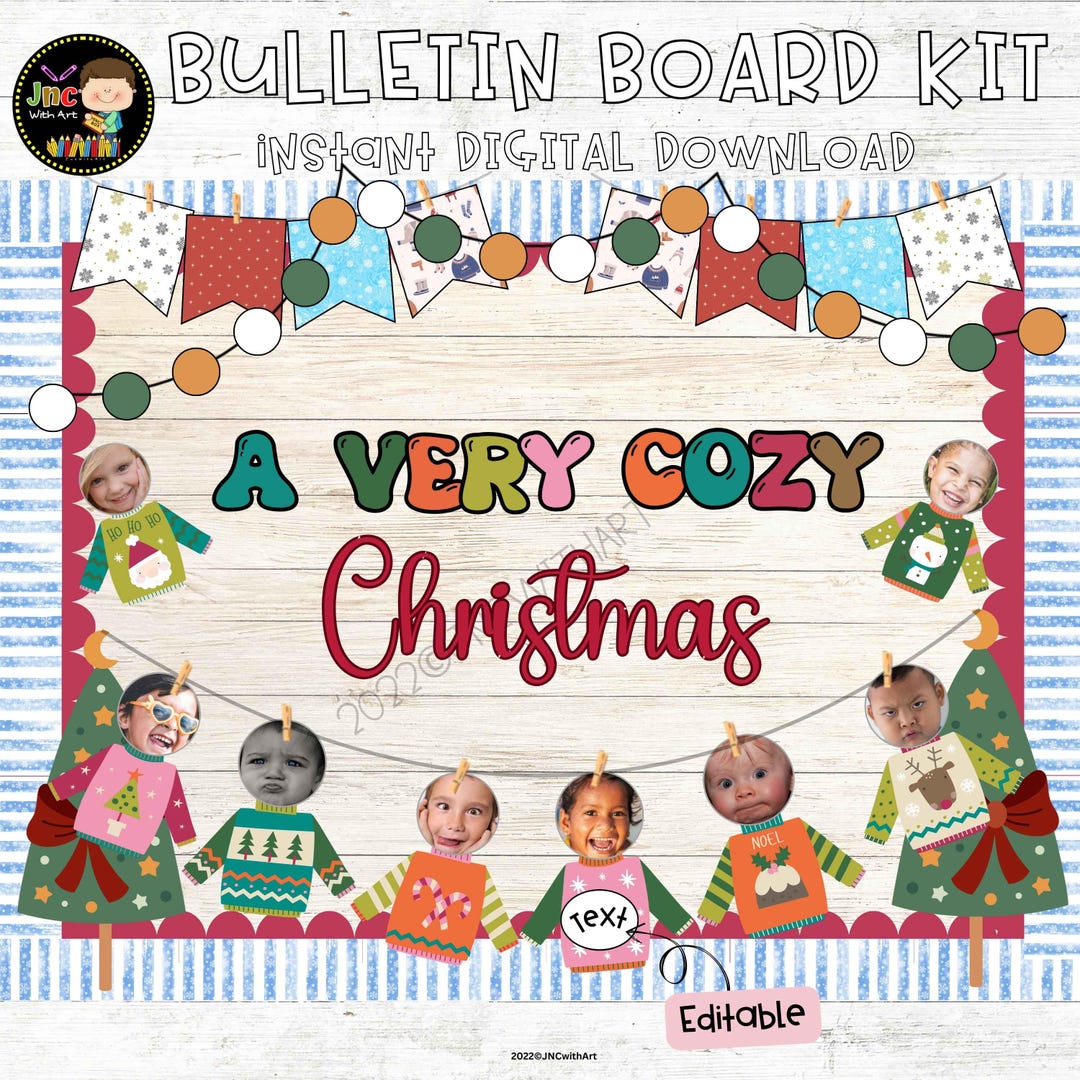 Sweater Weather Bulletin Board Kit, December Christmas Door Decor ...